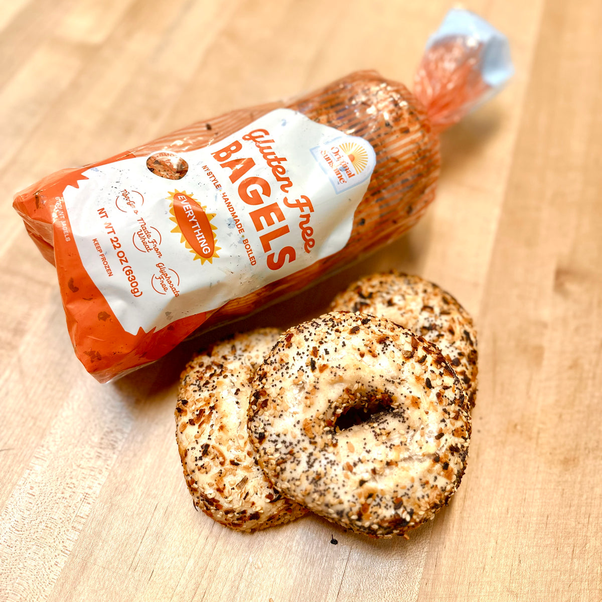 Original Sunshine Gluten Free Everything Bagel frozen 6-pack – Boichik ...